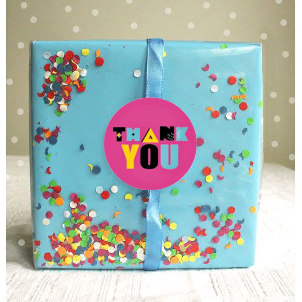 Hohamn 1.5" Thank You Stickers Roll 500PCS Cute Art Stickers for Bubble Mailers Packaging Wedding Baby Shower Birthday