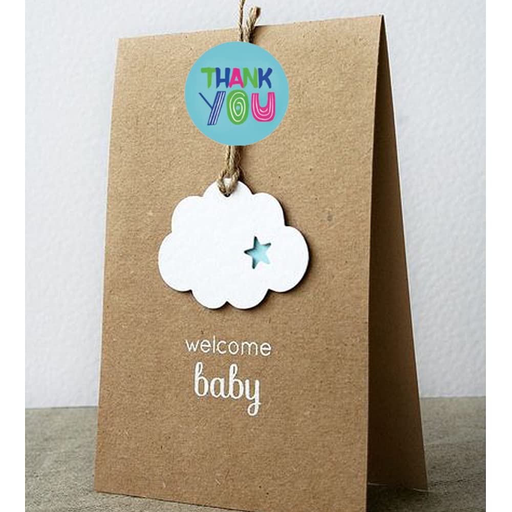 Hohamn 1.5" Thank You Stickers Roll 500PCS Cute Art Stickers for Bubble Mailers Packaging Wedding Baby Shower Birthday