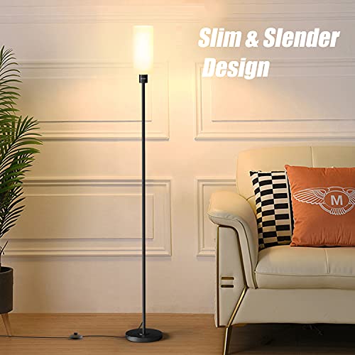 VEYFIY Floor Lamp, Lamps for Bedroom and Living Room, Modern Standing Light with Glass Lampshade, Industrial 68 inches Tall Lamp with E26 Socket, Light for Work, Reading, Black (Bulb Not Included)