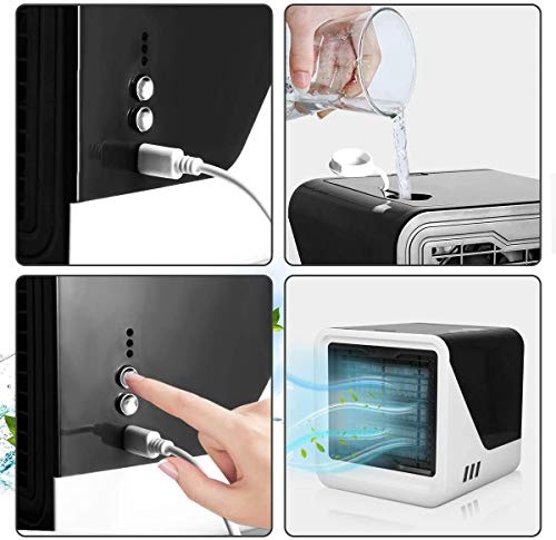 Portable Air Conditioner, FlyBanboo Mini Fan Air Cooler, Personal Use Evaporative Air Humidifier for Home Kitchen Office Nightstand, USB Cable, Quiet&Strong Wind
