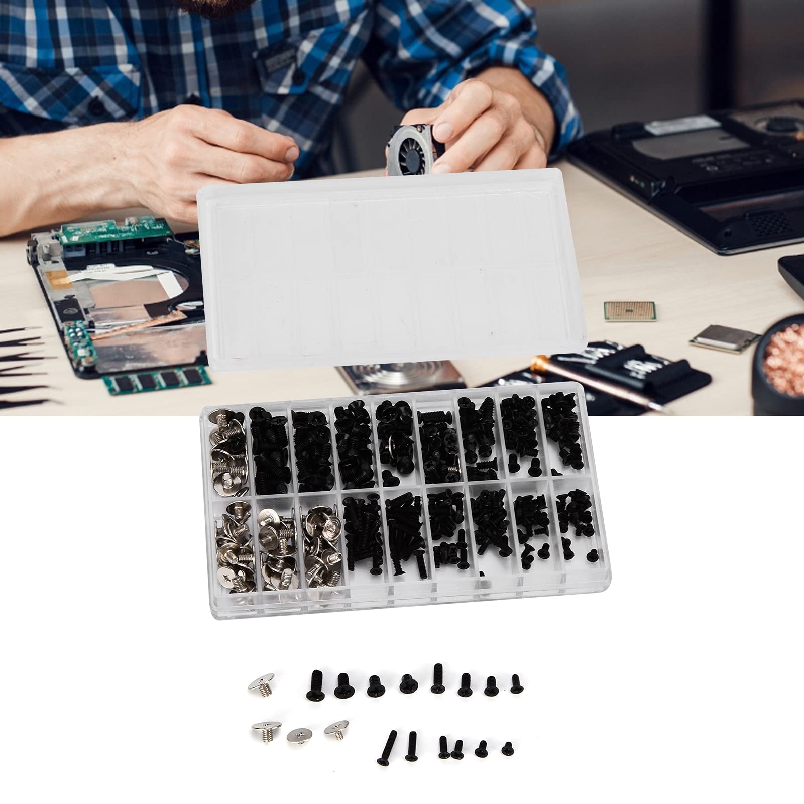 360Pcs Computer Screws Kit, Alloy Steel Micro Cross Screw Standoffs Set M2 M2.5 M3 Fasteners for Hard Drive Computer Case Motherboard Fan Power Graphics, Screw