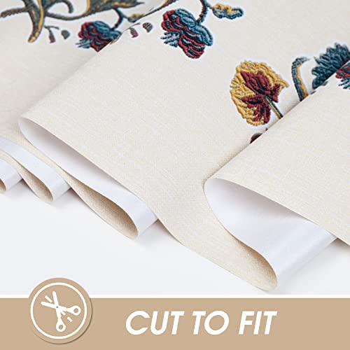 AIRCOWRIE Waterproof Vinyl Tablecloths, Heavy Duty Oil Proof Spill Proof Plastic Table Cloth, Wipe Clean PVC Table Cover for Spring Indoor and Outdoor Use (Embroidery Flower, 54βΓ108β, Rectangle)