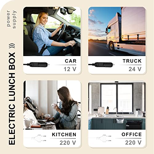Adocfan Electric Lunch Box Heated Lunch Boxes For Adults Heated Lunch Box For Work Electric Lunchbox 100% Leak Proof Lunch Heating For Truckers With Removable Stainless Steel Container 1.5L 100W