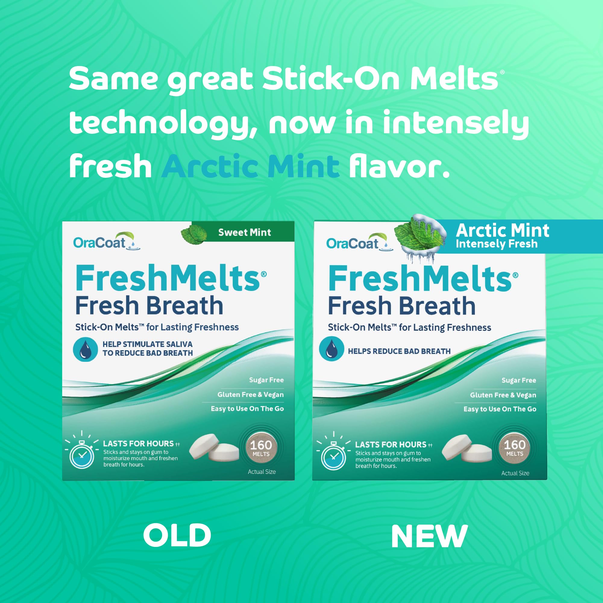 Oracoat FreshMelts Fresh Breath Stick-on Melts for Lasting Freshness, 60 Count Breath Freshener for Bad Breath, Non-Acidic & Sugar-Free, Arctic Mint