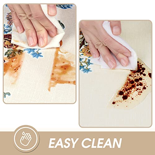 AIRCOWRIE Waterproof Vinyl Tablecloths, Heavy Duty Oil Proof Spill Proof Plastic Table Cloth, Wipe Clean PVC Table Cover for Spring Indoor and Outdoor Use (Embroidery Flower, 54βΓ108β, Rectangle)