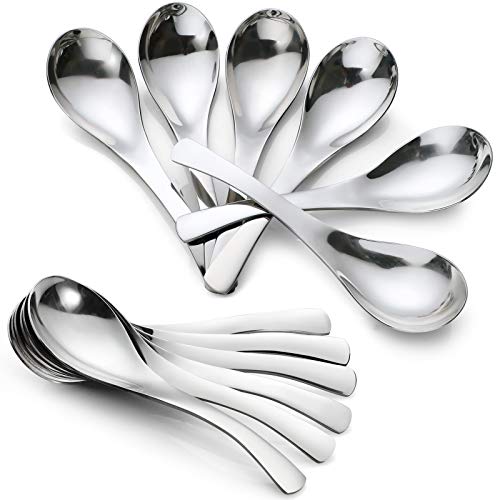 12-Piece Thick Heavy-weight Soup Spoons, Stainless Steel Soup Spoons