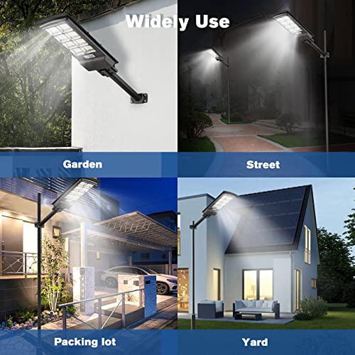 KingHe Solar Street Lights Outdoor - 500W Commercial Parking Lot Light Dusk to Dawn Super Bright Led Street Lighting Solar Powered with Motion Sensor, IP65 Waterproof,YT200-2