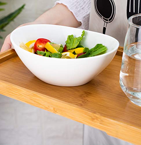 Lawei 4 Pack Porcelain Serving Bowls, 36 Oz Oval Ceramic Mixing Bowls, 9" Large Serving Dishes for Salads, Spaghetti, Dessert, Veggie, Potatoes and Fruits, Side Dishes, Microwave & Dishwasher Safe