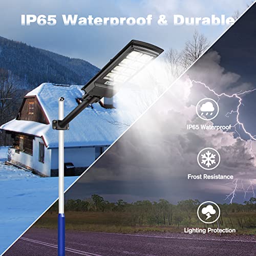KingHe Solar Street Lights Outdoor - 500W Commercial Parking Lot Light Dusk to Dawn Super Bright Led Street Lighting Solar Powered with Motion Sensor, IP65 Waterproof,YT200-2