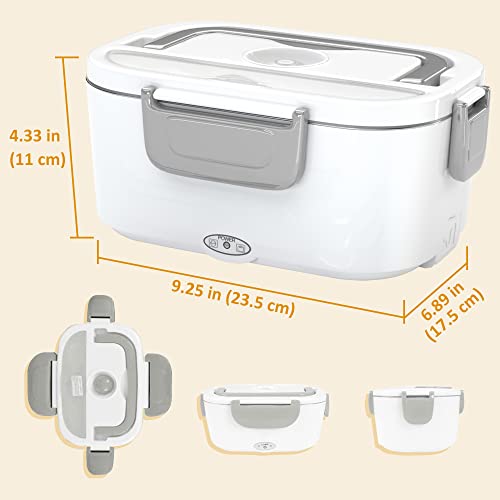 Adocfan Electric Lunch Box Heated Lunch Boxes For Adults Heated Lunch Box For Work Electric Lunchbox 100% Leak Proof Lunch Heating For Truckers With Removable Stainless Steel Container 1.5L 100W