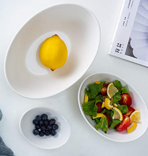 Lawei 4 Pack Porcelain Serving Bowls, 36 Oz Oval Ceramic Mixing Bowls, 9" Large Serving Dishes for Salads, Spaghetti, Dessert, Veggie, Potatoes and Fruits, Side Dishes, Microwave & Dishwasher Safe