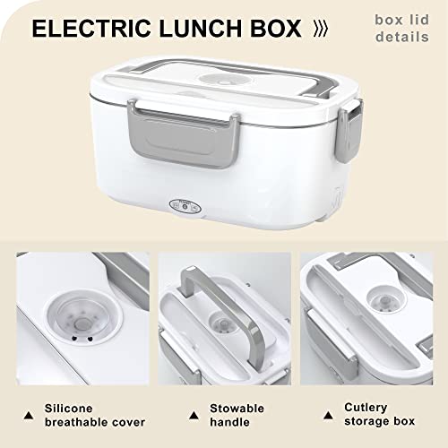 Adocfan Electric Lunch Box Heated Lunch Boxes For Adults Heated Lunch Box For Work Electric Lunchbox 100% Leak Proof Lunch Heating For Truckers With Removable Stainless Steel Container 1.5L 100W