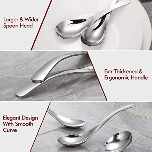12-Piece Thick Heavy-weight Soup Spoons, Stainless Steel Soup Spoons