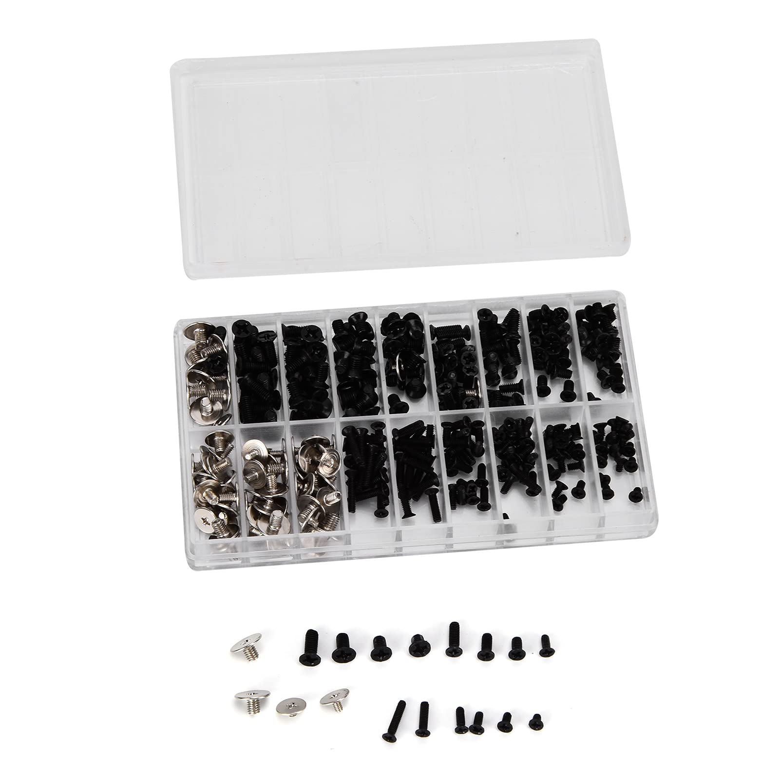360Pcs Computer Screws Kit, Alloy Steel Micro Cross Screw Standoffs Set M2 M2.5 M3 Fasteners for Hard Drive Computer Case Motherboard Fan Power Graphics, Screw