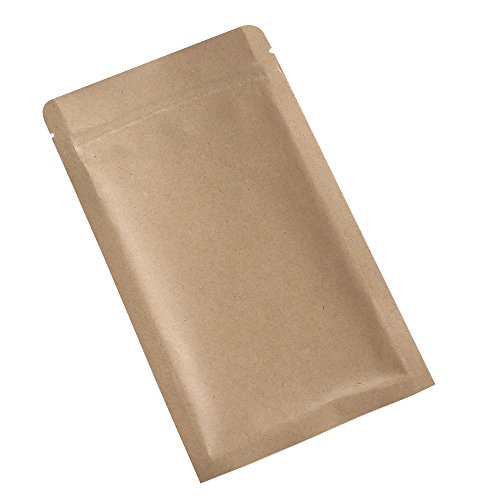 QQ Studio QuickQlick⢠Kraft Mylar Heat Sealable Bags (100 Pack) (Brown Ziplock, 5.9" x 9.4" (15 cm x 24 cm))