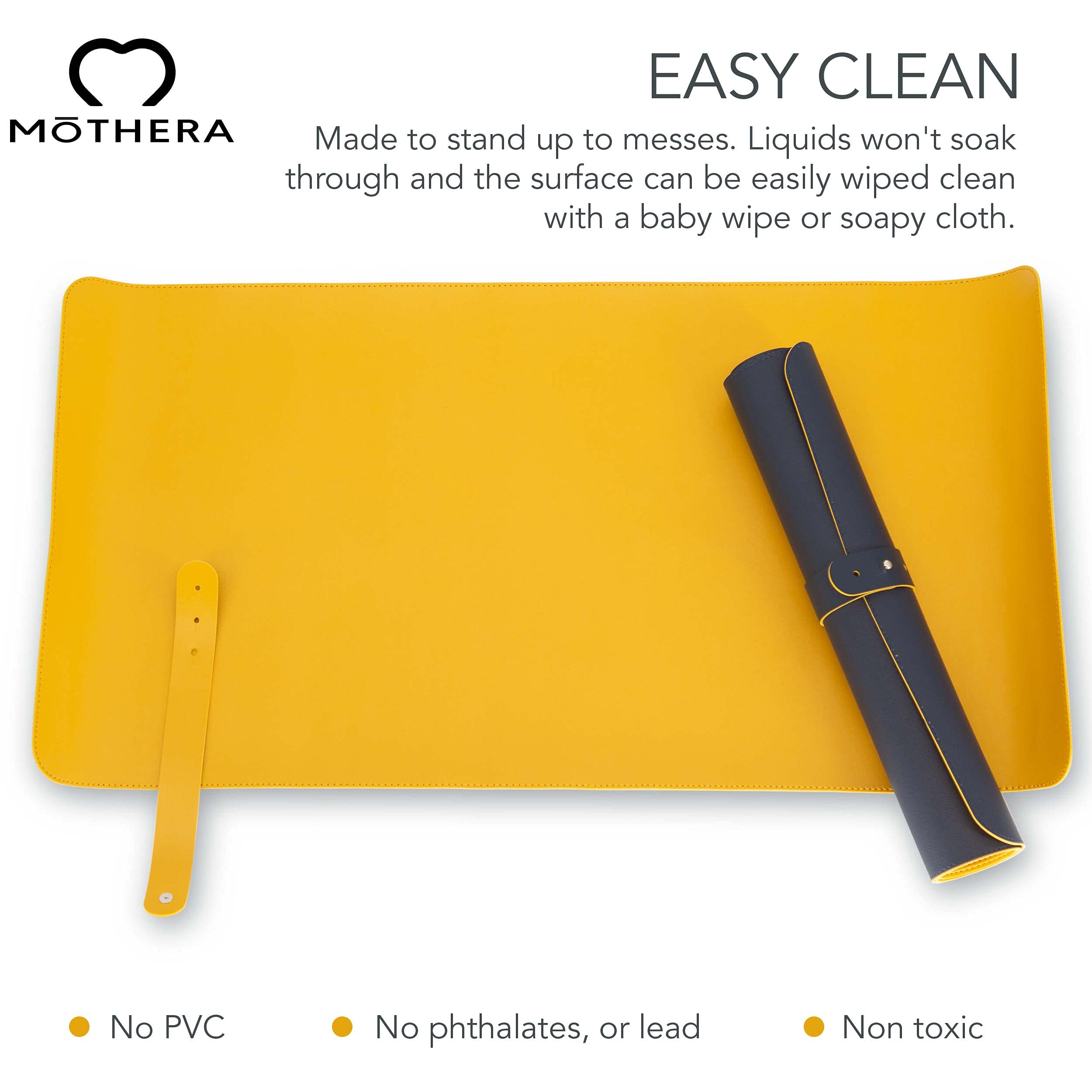 Mothera Vegan Leather Diaper Changing Pad Compact and Wipeable Baby Changing Mat Portable Changing Pad for Baby, 13" x 25"