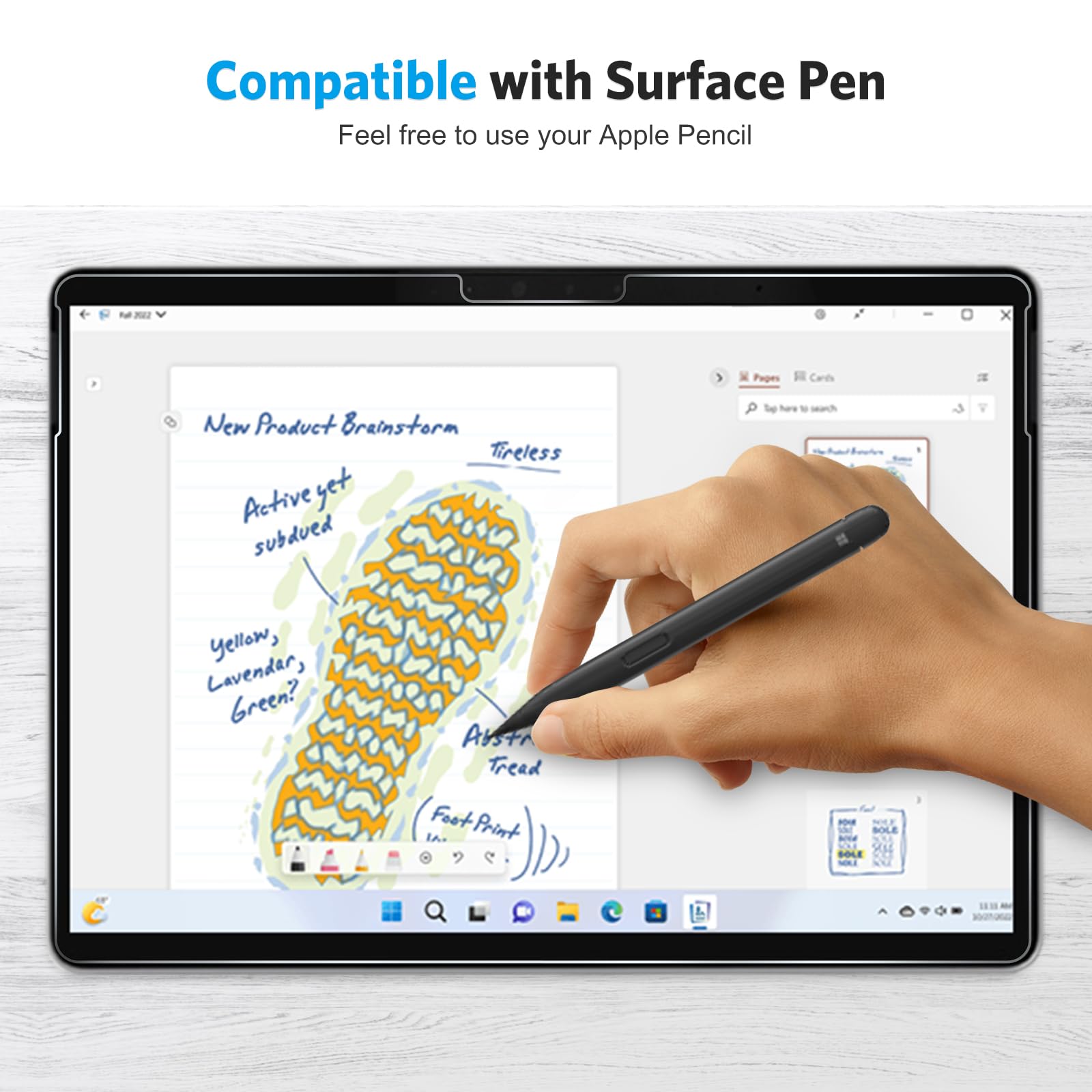 OMOTON 3 Pack Screen Protector for Microsoft Surface Pro 11&Pro 10 (2024)/Pro 9 (2022)/Pro 8 (2021)/Pro X-13 Inch, Tempered Glass/Case Friendly/Surface Pen Compatible