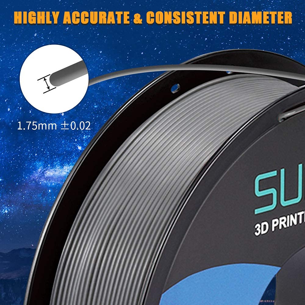 PLA+ 3D Printer Filament 1.75mm, SUNLU PLA Filament PRO, Dimensional Accuracy +/- 0.02 mm, 1 kg Spool, 1.75 PLA Plus, Black+Grey