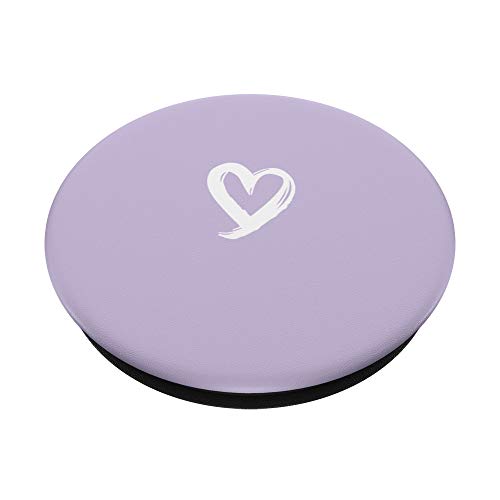 White Minimalist Heart Light Pastel Purple PopSockets Swappable PopGrip