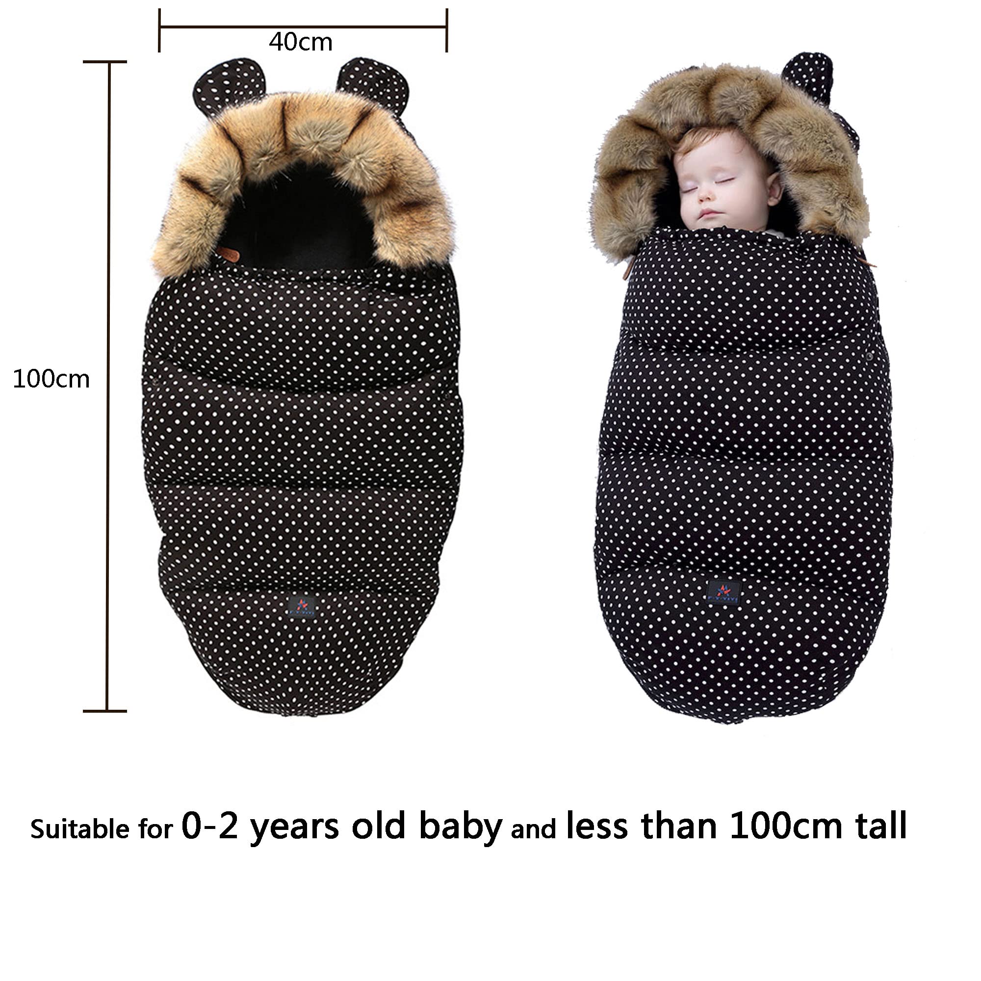 Baby Sleeping Bag Winter Keep Warm Baby Stroller Bunting Bags for 0-3 Year-old Universal Baby Stroller Sleeping Bag Footmuff Outdoor Thick Warm Infant Stroller Sleeping Blanket (White Leopard)