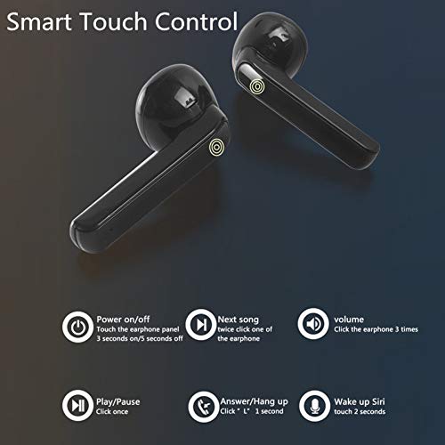 Sunffice Bluetooth Earbuds, Wireless Bluetooth 5.0 Headphones in Ear Earpieces with Charging Case, Hands-Free Headsets with Mic, LED Power Display,Touch Control for iPhone and Android(Black)