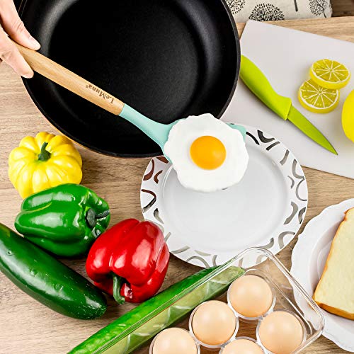 LeMuna 18pcs Silicone Kitchen Utensils Set, Kitchen Cooking Utensils Set with Holder, Wooden Handle Silicone Utensils Set, Heat Resistant, BPA Free, Non Toxic