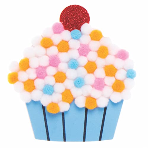 Baker Ross AX736 Cupcake Pom Pom Kits - Pack of 5, Creative Art and Craft Supplies for Kids to Make, Decorate and Display
