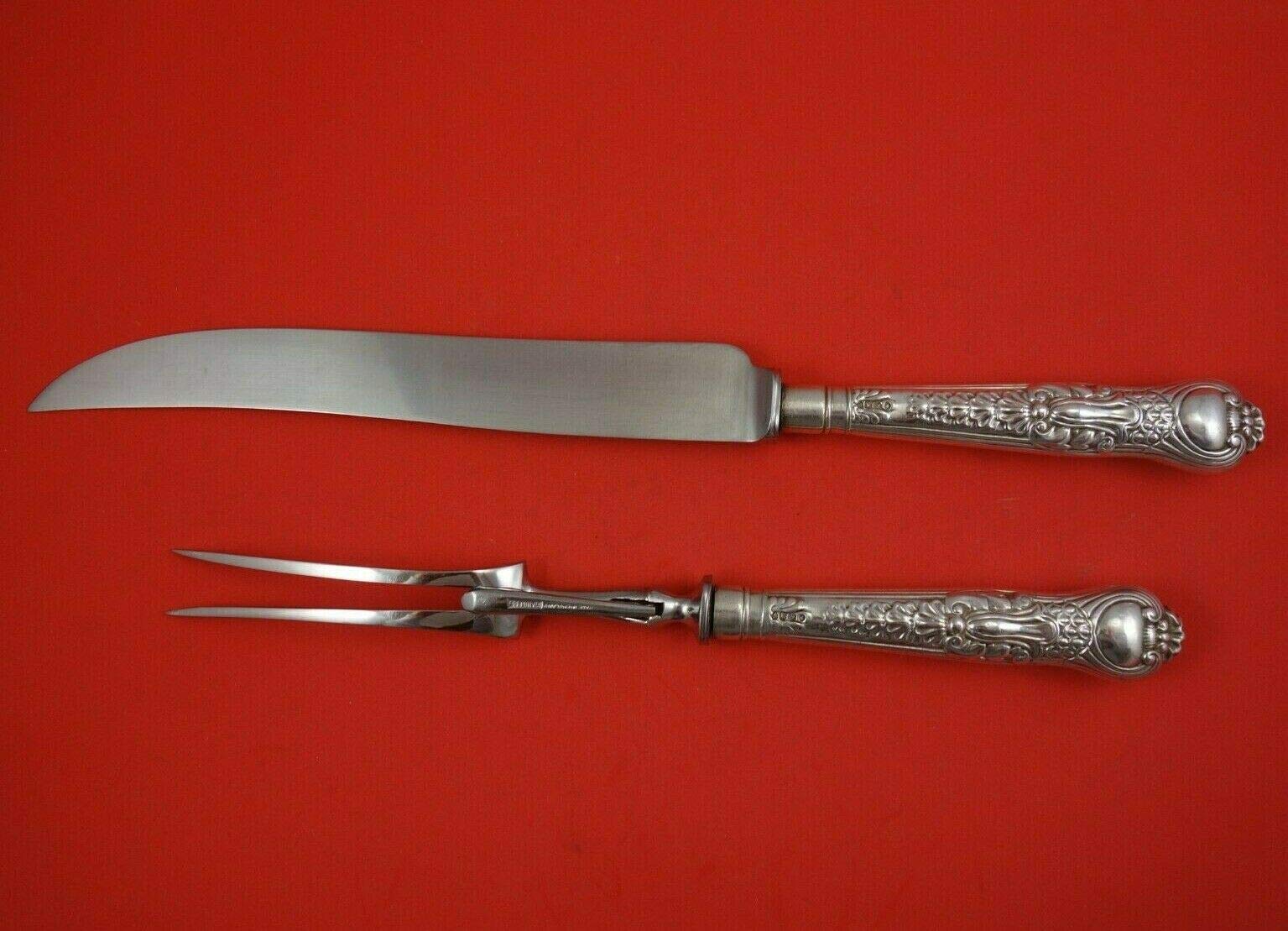 Coburg by Mary Chawer English Sterling Silver Roast Carving Set 2pc HH WS c.1836