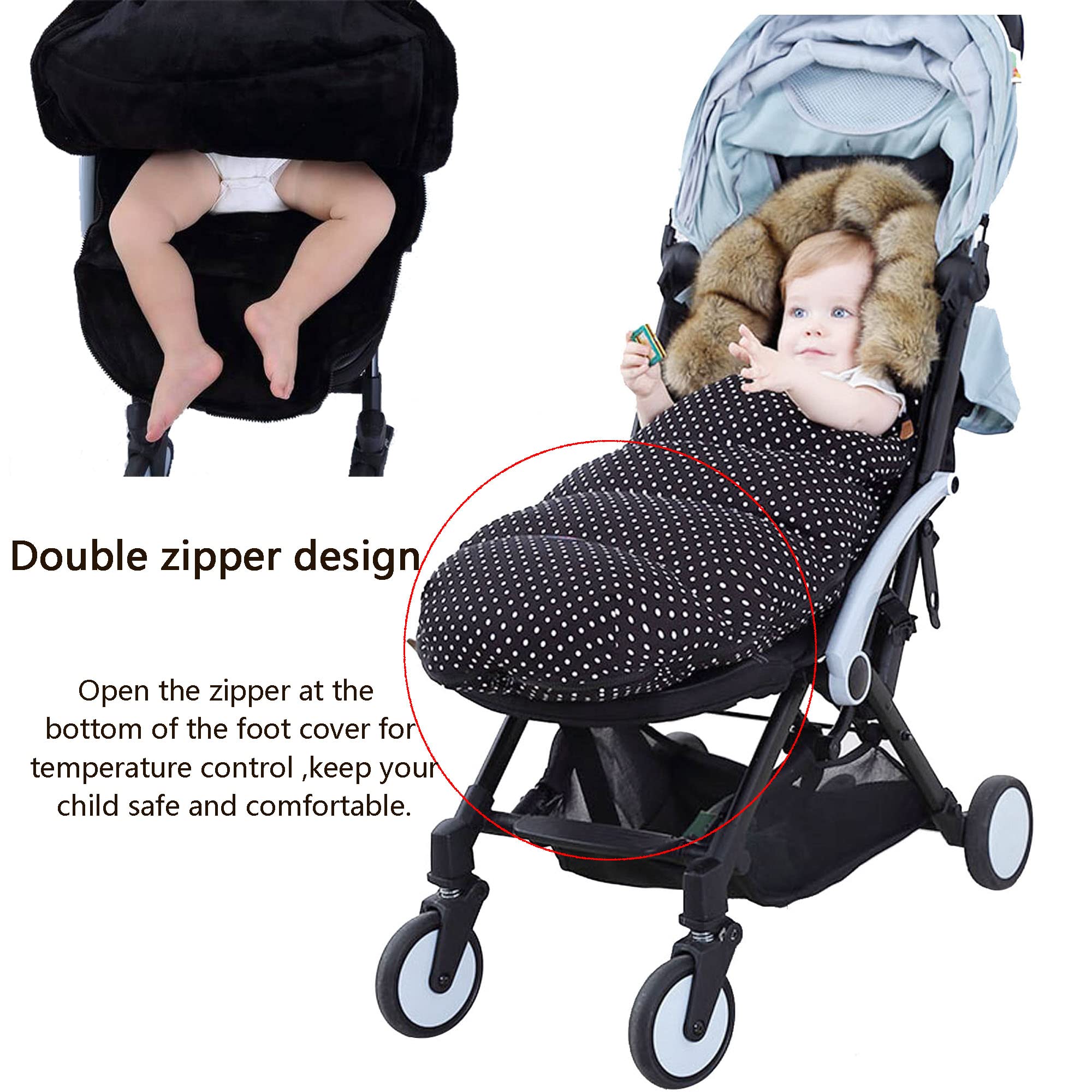 Baby Sleeping Bag Winter Keep Warm Baby Stroller Bunting Bags for 0-3 Year-old Universal Baby Stroller Sleeping Bag Footmuff Outdoor Thick Warm Infant Stroller Sleeping Blanket (White Leopard)