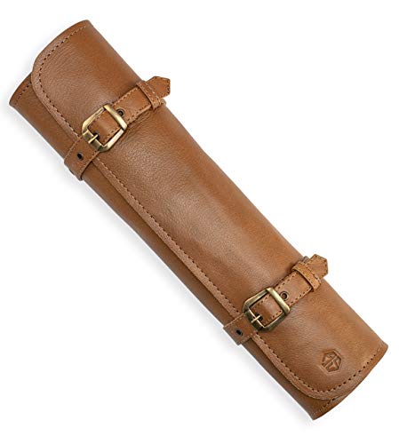 Knife Roll Bag Genuine Leather – Chef`s knife bag 7 slots – Leather Knife Case Sam (brown)