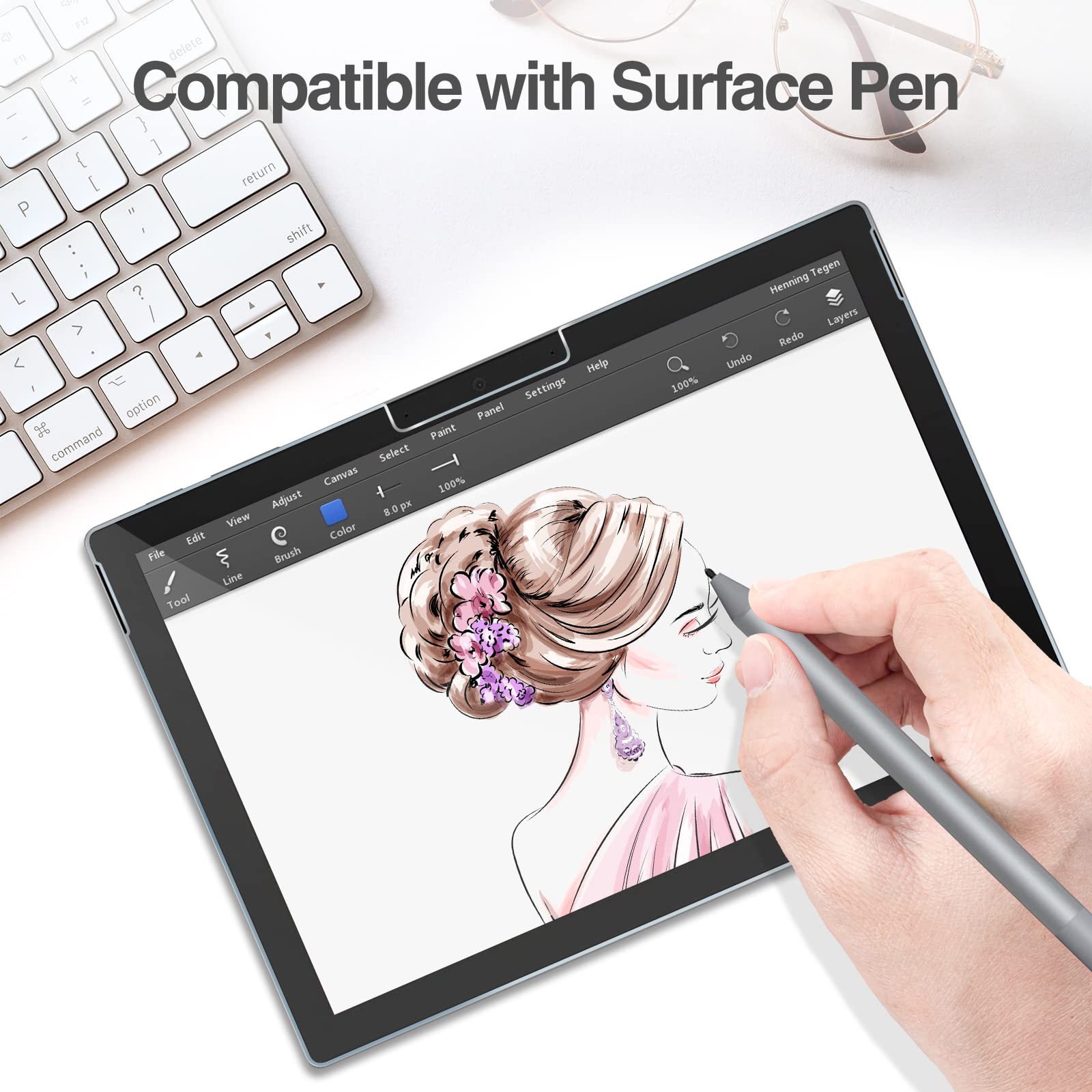 ProCase 2 Pack Screen Protector for Surface Pro 7 Plus/Surface Pro 7 / Pro 6 / Pro 5 / Pro 4, Tempered Glass Screen Film Guard Screen Protector for 12.3 Inch Suface Pro 7 Plus Surface Pro 7 6 5 4