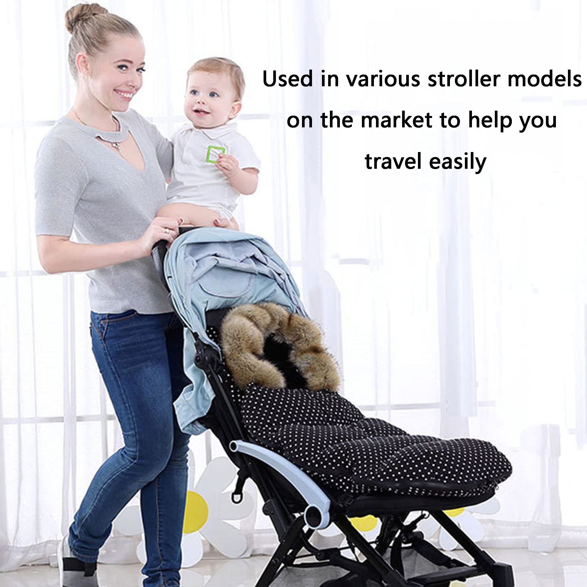 Baby Sleeping Bag Winter Keep Warm Baby Stroller Bunting Bags for 0-3 Year-old Universal Baby Stroller Sleeping Bag Footmuff Outdoor Thick Warm Infant Stroller Sleeping Blanket (White Leopard)