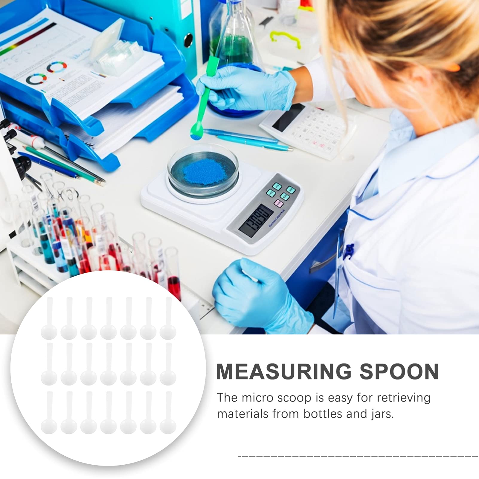 100pcs Micro Labs Liquid Measuring 1 Gram Static Plastic Tiny Scoop for Home Laboratory Kitchen