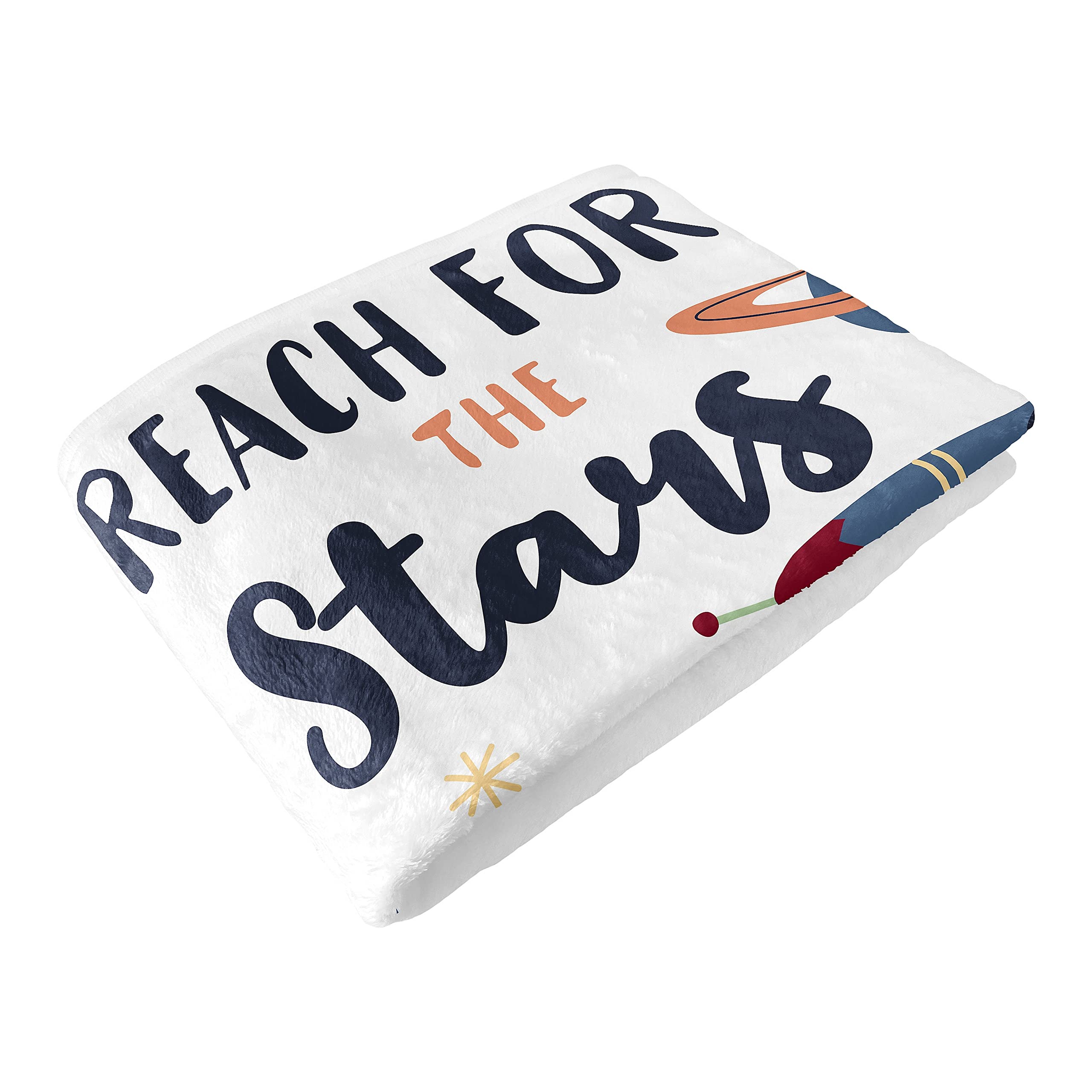 Sweet Jojo Designs Space Galaxy Boy Milestone Blanket Monthly Newborn First Year Growth Mat Baby Shower Memory Keepsake Gift Picture - Navy Blue Planets Star and Moon Rocket Ship Reach for The Stars