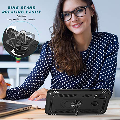 MERRO Galaxy A20 Case with Screen Protector,Galaxy A30 Cover Pass 16ft Drop Test Military Grade Shockproof Protective Phone Case with Magnetic Kickstand for Samsung Galaxy A20/A30 Black