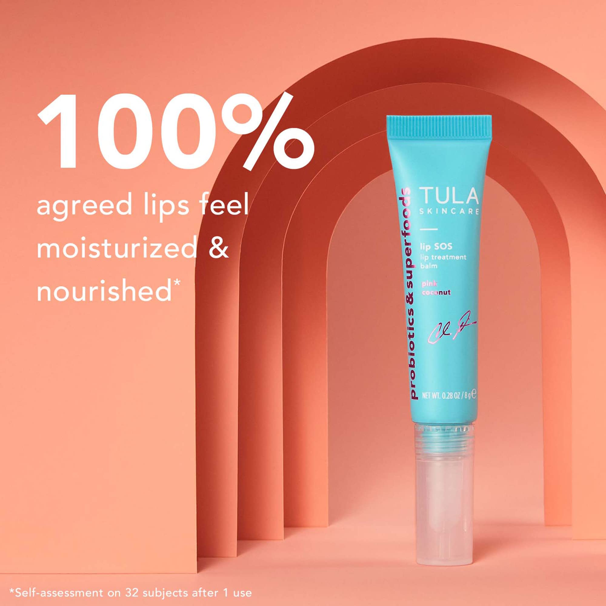 TULA Skin Care x Christina Milian Lip SOS - Lip Treatment Balm that Plumps, Smooths & Hydrates lips with a Glossy Tint, Pink Coconut, 0.28 oz.