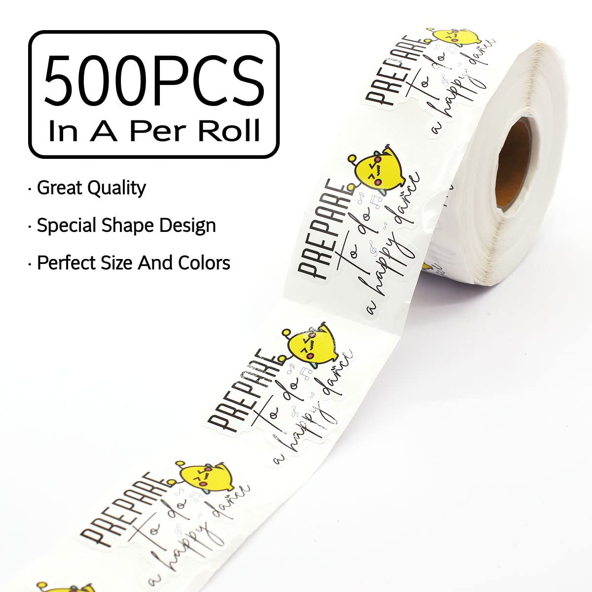 Prepare to Do A Happy Dance Stickers,Thank You Stickers,Handmade Stickers,Small Shop Stickers,Envelopes Stickers for Small Business, Online Retailers,Handmade Goods,500 Labels Per Roll