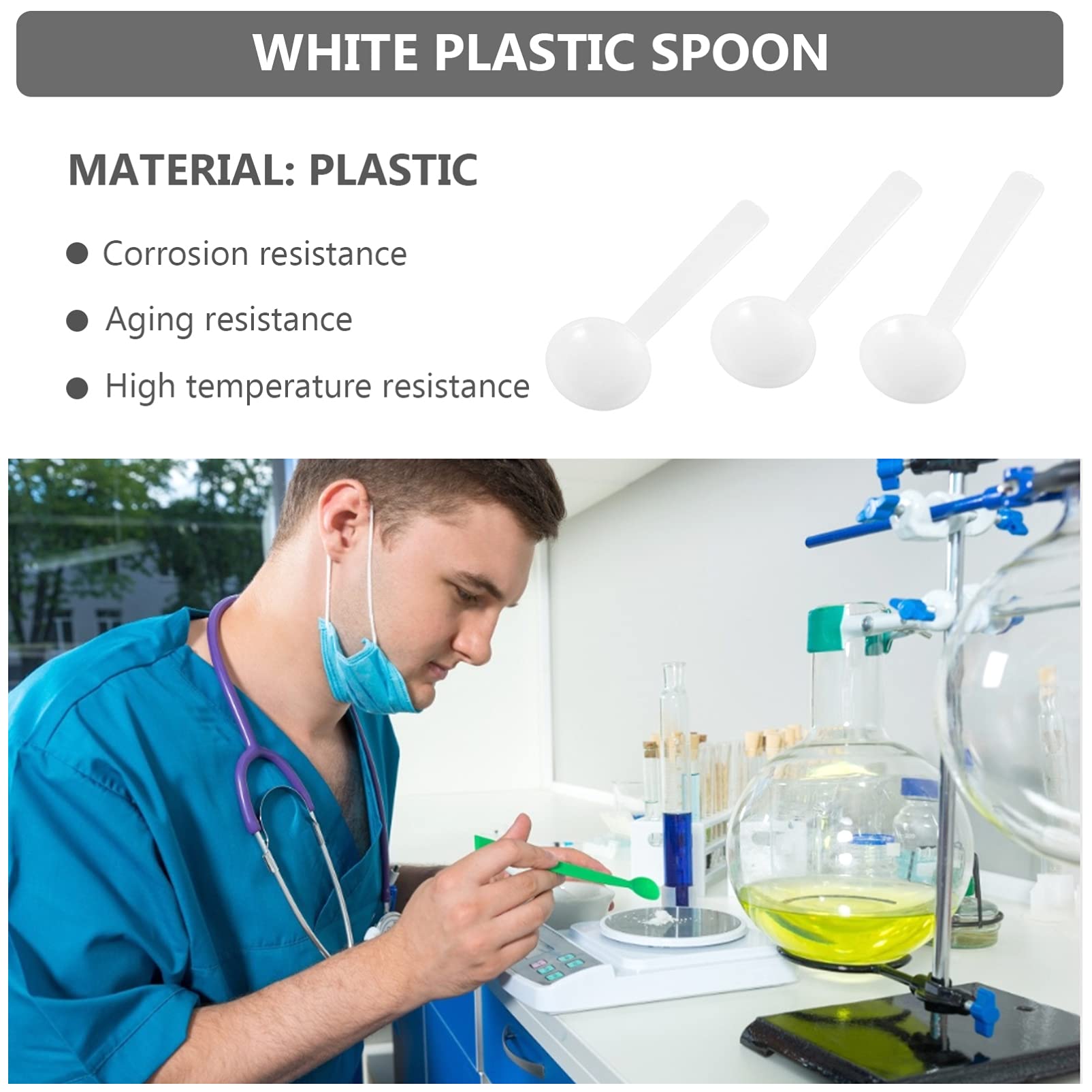 100pcs Micro Labs Liquid Measuring 1 Gram Static Plastic Tiny Scoop for Home Laboratory Kitchen