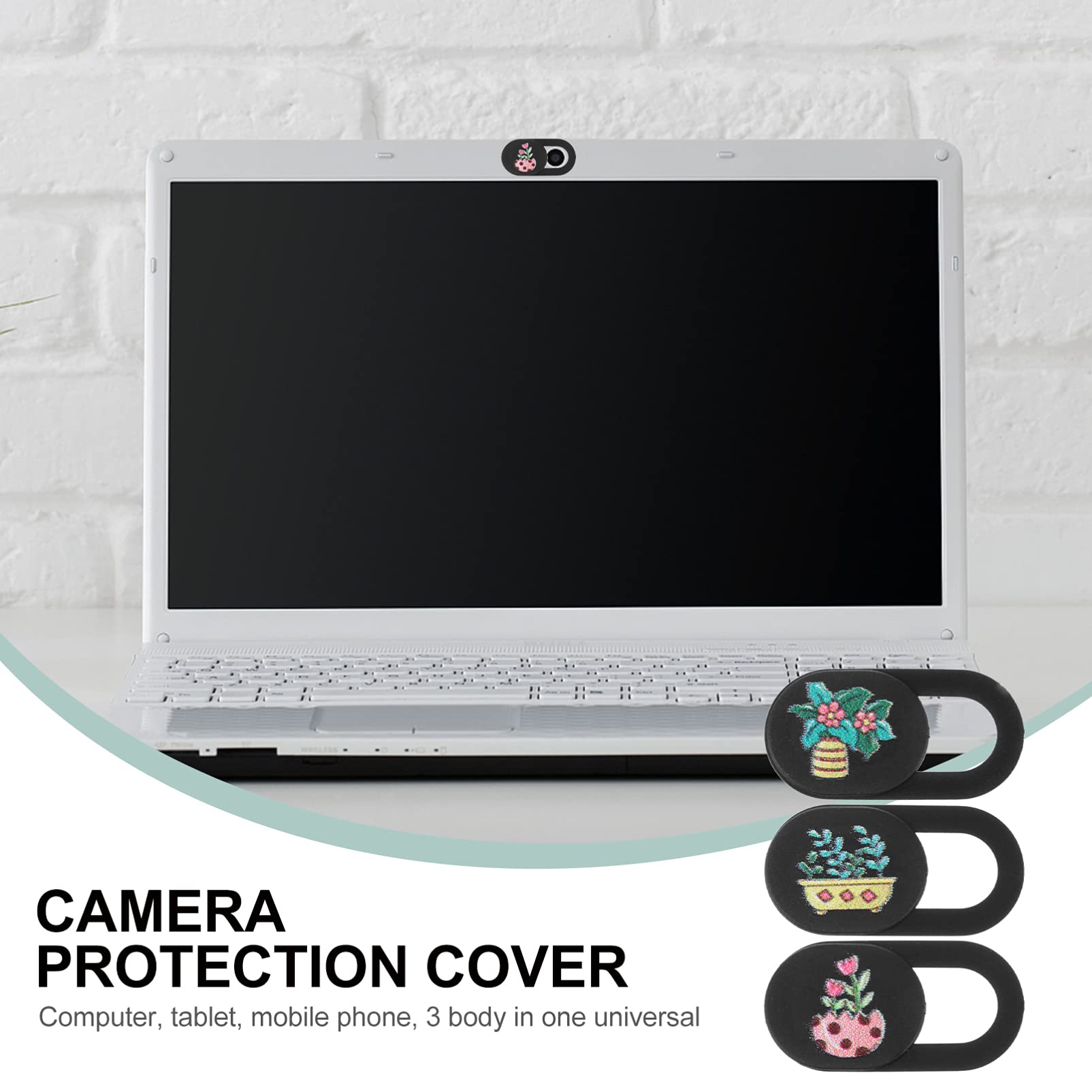 Hemobllo 3pcs Camera Cover Computers Laptops Phone Webcam Cover Smartphone Anti Covers Laptop Webcam Covers Webcam Slider Sticker Camera Stickers Security Cover Cartoon Flowers Abs Plastic