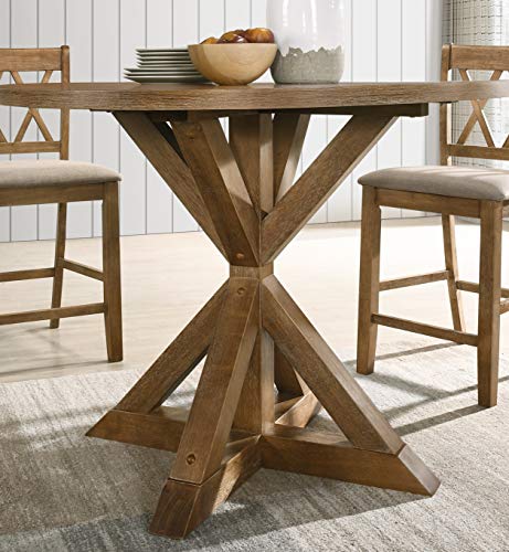 Roundhill Furniture Windvale Cross-Buck Base Counter Height Dining Table, Distressed Black