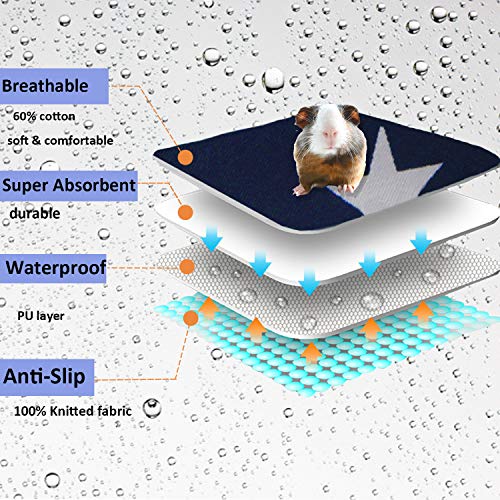 Mechpia 2 Pack Guinea Pig Cage Liners, Size 27’’ x 19’’ Super Absorbent – Reusable & Washable Guinea Pig Pee Pads Bedding for Hamster Rabbit Chinchilla Gerbil Hedgehog Mouse Small Animal