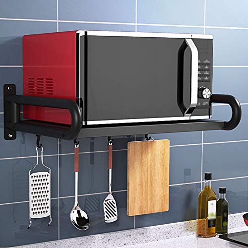 Heavy Duty Shelf Stainless Steel Wall Mounted Rack for Kitchen Microwave Oven Load 40kg/88lb Sturdy and Durable Black with Screws