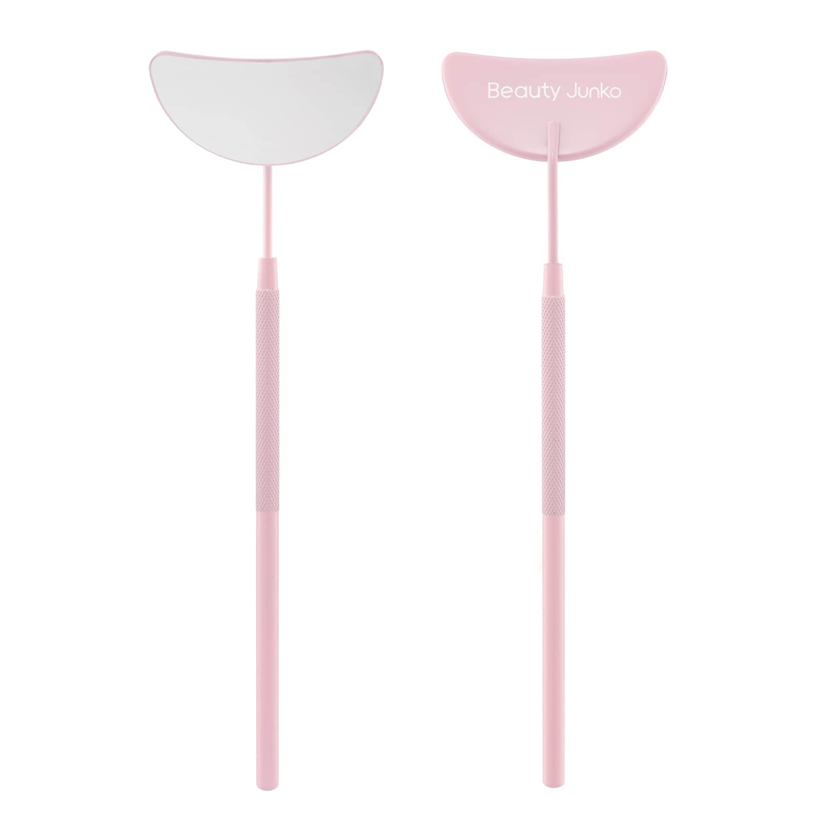 Lash Extension Supplies, Pink Lash Mirror for Eyelash Extensions, Large Half Moon Eyelash Mirror, Stainless Steel Lash Inspection Mirror for Lash Technician Supplies