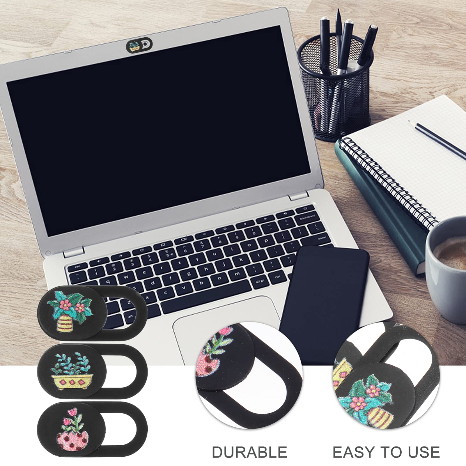Hemobllo 3pcs Camera Cover Computers Laptops Phone Webcam Cover Smartphone Anti Covers Laptop Webcam Covers Webcam Slider Sticker Camera Stickers Security Cover Cartoon Flowers Abs Plastic