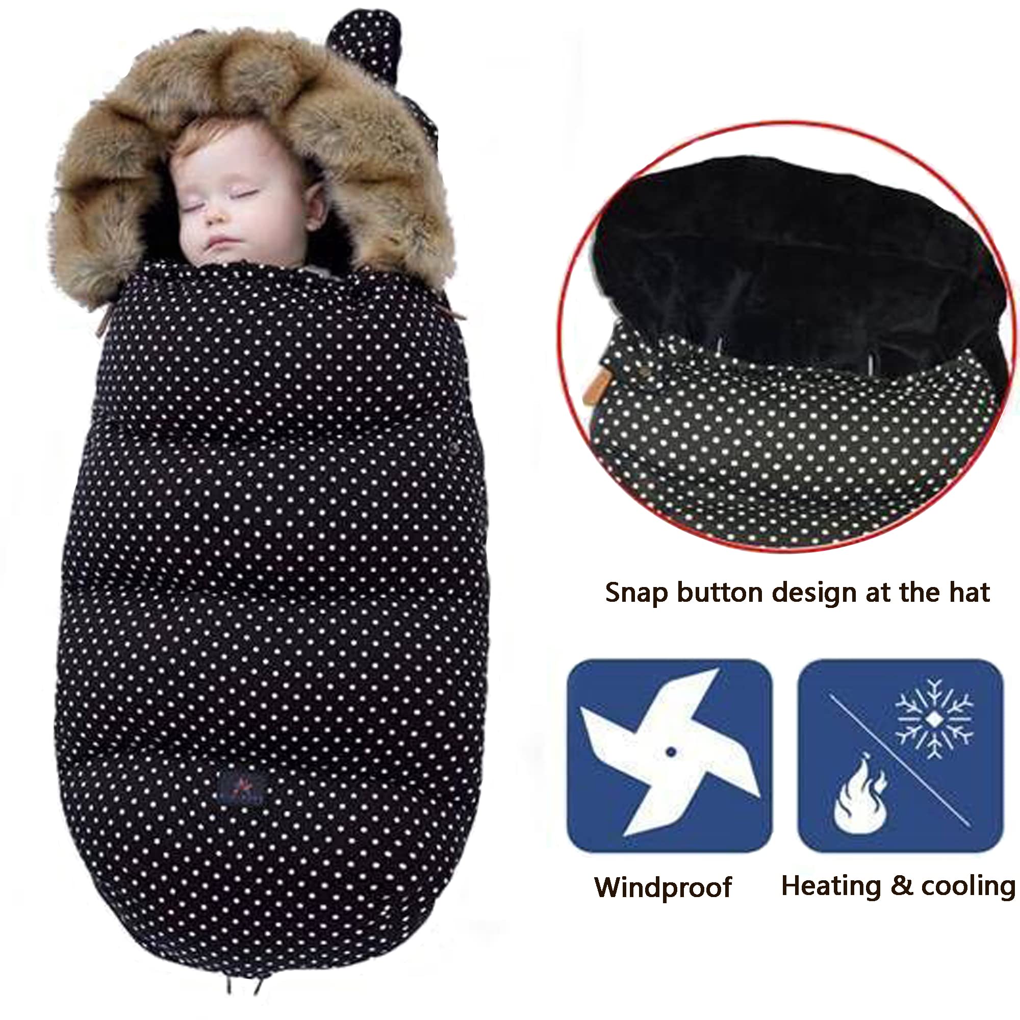 Baby Sleeping Bag Winter Keep Warm Baby Stroller Bunting Bags for 0-3 Year-old Universal Baby Stroller Sleeping Bag Footmuff Outdoor Thick Warm Infant Stroller Sleeping Blanket (Pink)