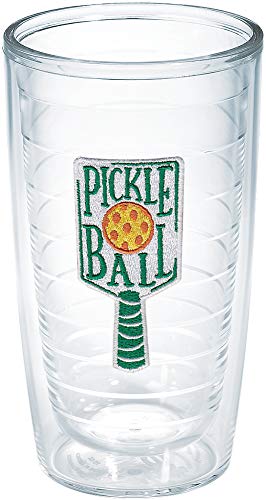 Tervis Pickleball Made in USA Double Walled Insulated Tumbler Cup Keeps Drinks Cold & Hot, 16oz - No Lid, Clear