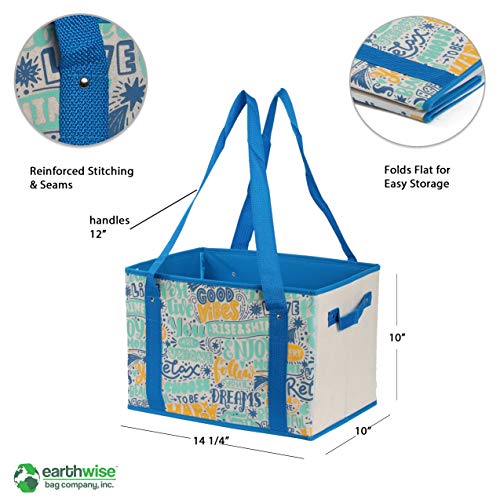 Reusable Grocery Bags Set Shopping Box with Reinforced Bottom Heavy Duty Premium Collapsible Foldable with Long Handles Storage Boxes Eco Friendly Bins Cubes (Set of 3)