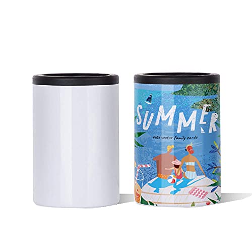 PYD Life 4 Pack 12 OZ Sublimation Blanks Can Insulator White Stainless Steel Can Cooler Beer Holder Sublimation Print