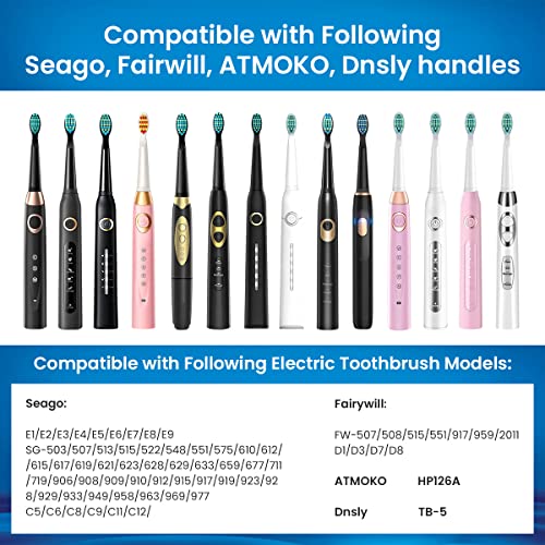 Electric Toothbrush Replacement Heads Compatible with Fairywill Electric Toothbrush FW-507/508/515/551/917/959/2011/D1/D3/D7/D8 Soft Toothbrush Heads Black 5 Pack
