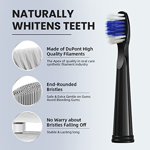 Electric Toothbrush Replacement Heads Compatible with Fairywill Electric Toothbrush FW-507/508/515/551/917/959/2011/D1/D3/D7/D8 Soft Toothbrush Heads Black 5 Pack